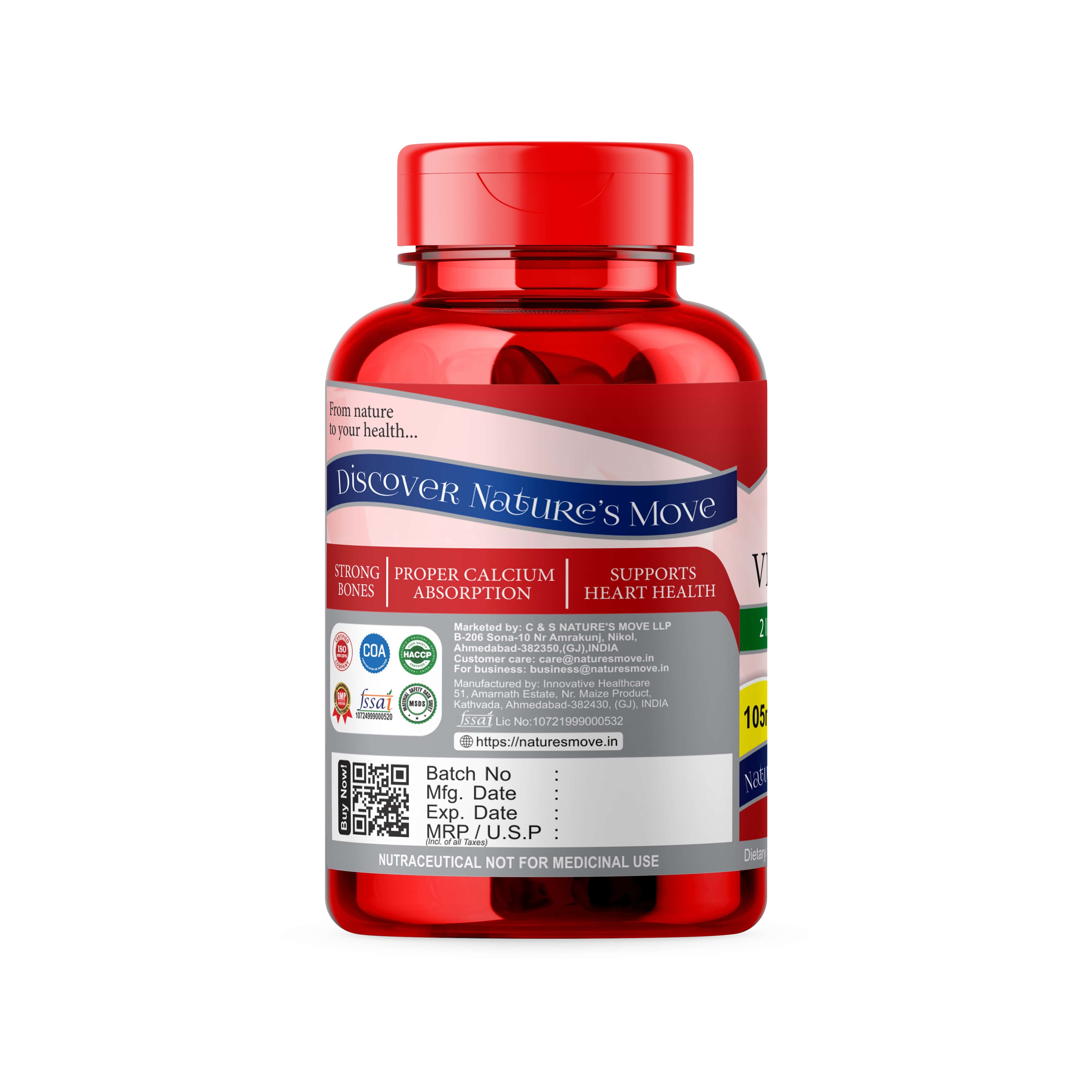 Nature's Move Vitamin K2 (MK-7) + D3 Capsules | Bone, Heart & Immune ...
